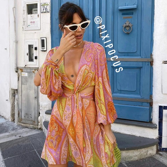 Zara | Dresses | Zara Cutout Balloon Sleeve Dress S | Poshmark